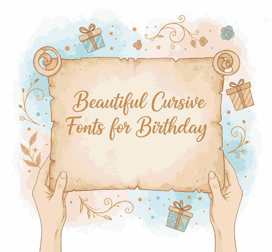 Beautiful Cursive Fonts Birthday Invitations & Design