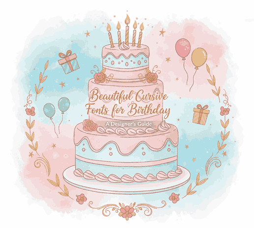 Beautiful Cursive Fonts Birthday Invitations & Design